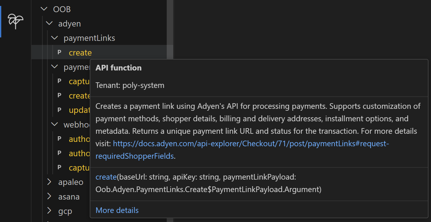 Clickable Poly Tree Links for Public Functions - PolyAPI